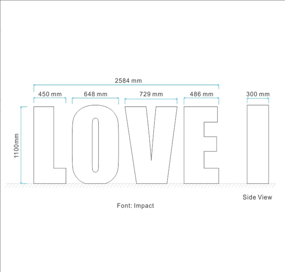 3D FOAM "LOVE" LETTERS 110(H) x 30(D)cm – Geofoam Direct
